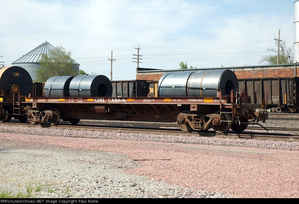 BNSF 529869, Coil Steel Car, on the UPRR